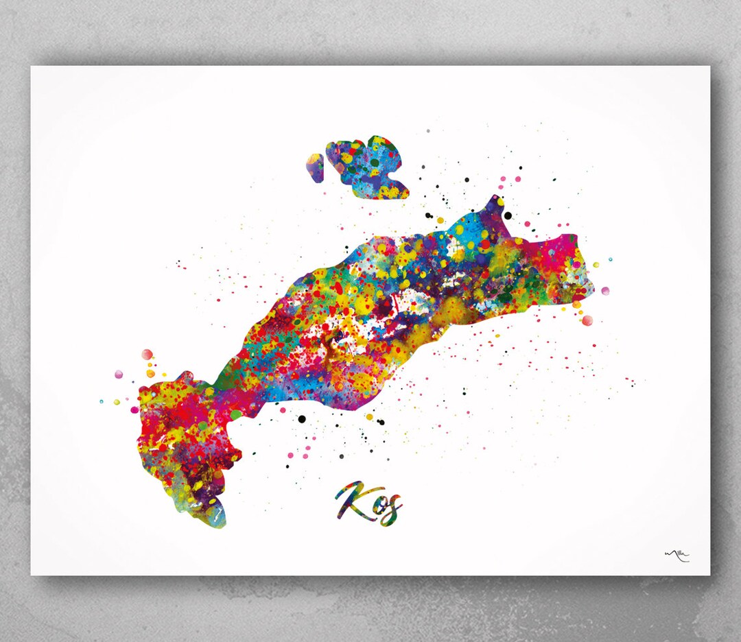 KOS Island Map Watercolor Print Kos Map Print Greece Travel Poster ...