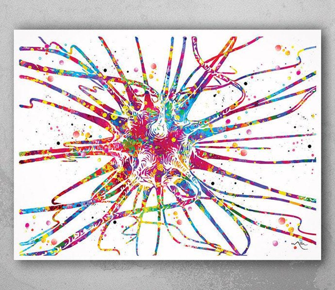 Brain Cell Watercolor Print Neuron Art Science Gift Neurology Nerve ...