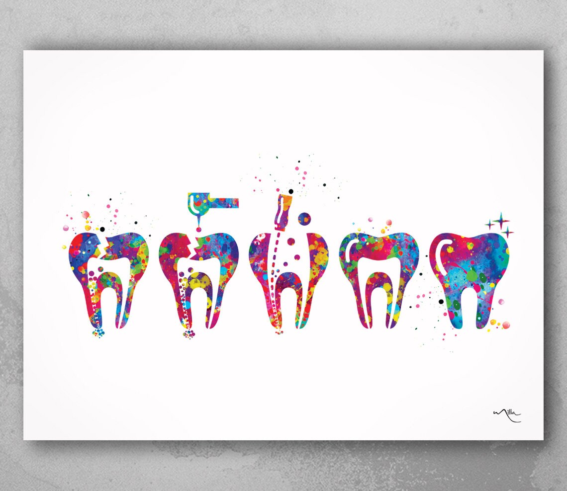 Endodontic Therapy Watercolor Print Root Canal Treatment Tooth | Etsy