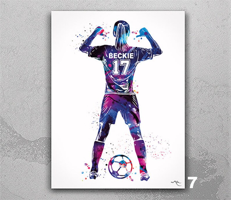 Soccer Player Girl Personalized Watercolor Print Female - Etsy