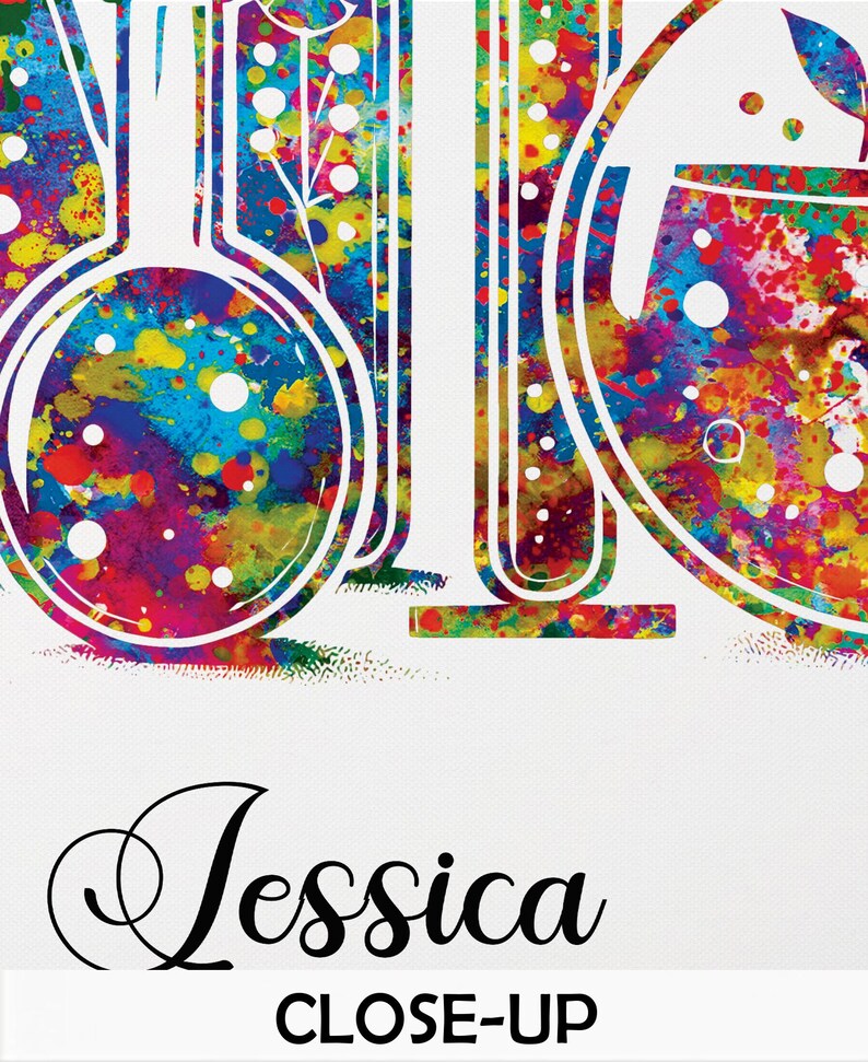 Floral Beakers Print | Personalized Science Art, Teacher Gift-2951 - Etsy