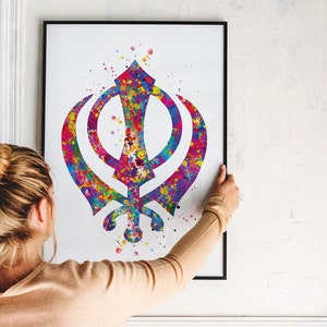 Khanda Symbol Watercolor Print Khanda Wall Art Poster Wall | Etsy