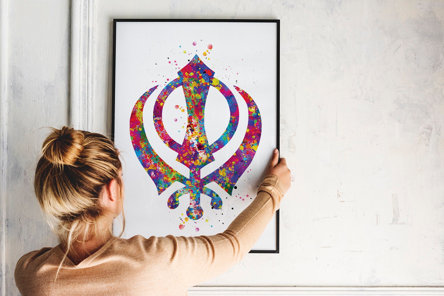 Khanda Symbol Watercolor Print Khanda Wall Art Poster Wall - Etsy UK