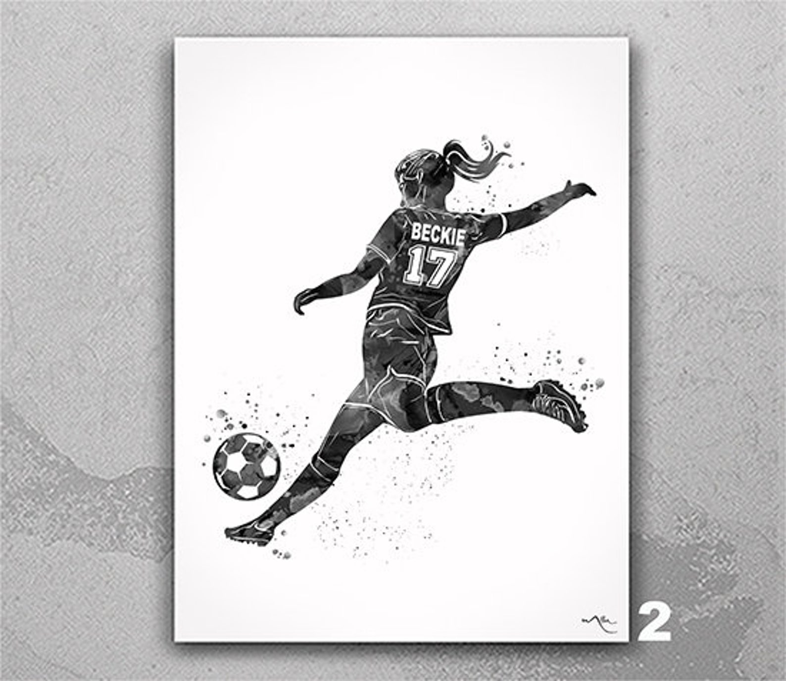 Soccer Player Personalized Watercolor Print Female Football - Etsy