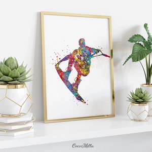 Wakeboarding Art Watercolor Print Sports Art Wakeboarder Boys Room ...