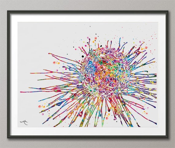 Cancer Cell Watercolor Print Medical Art Science Histology | Etsy