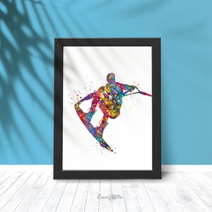 Wakeboarding Art Watercolor Print Sports Art Wakeboarder Boys Room ...