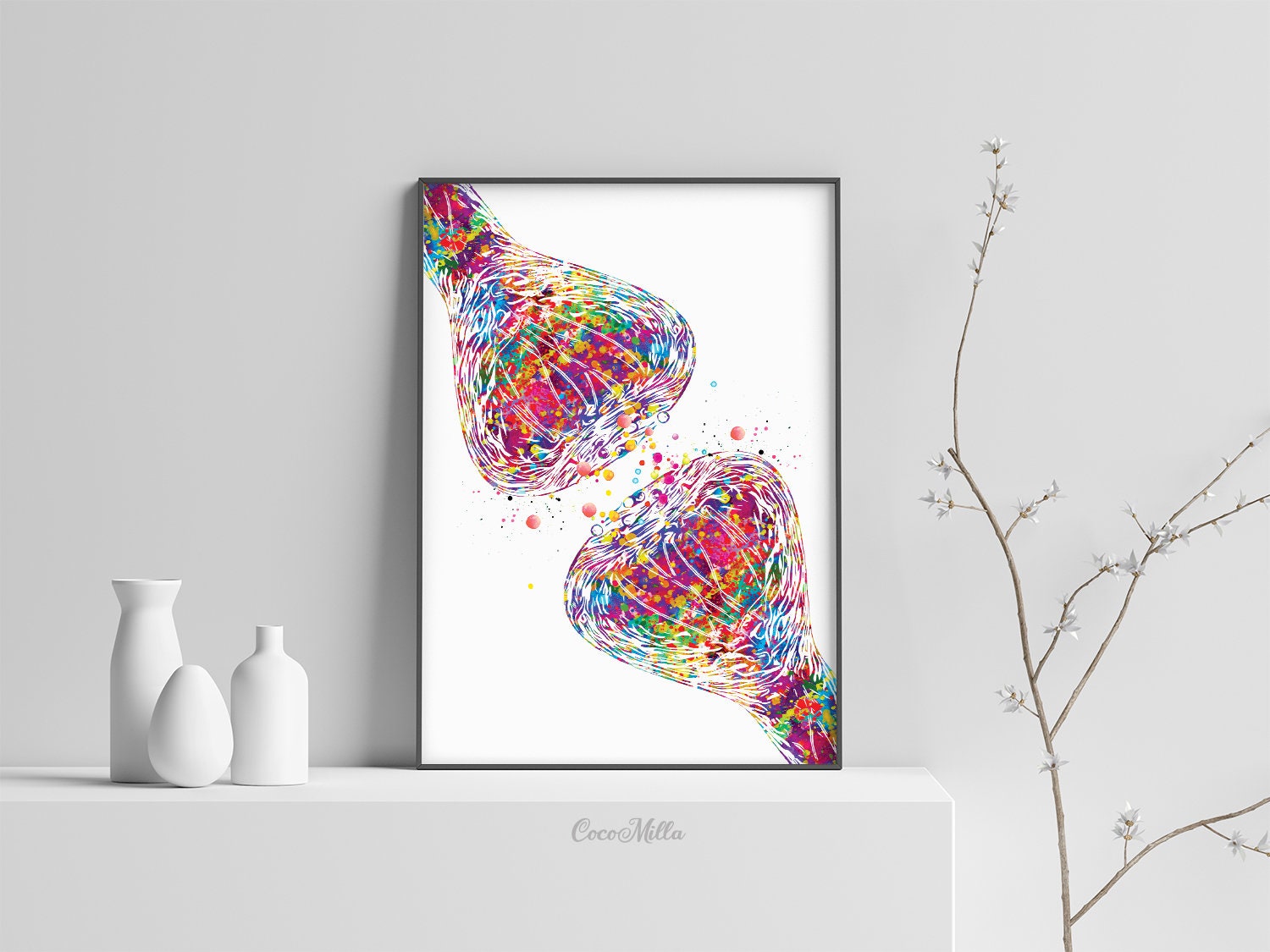 Synapse Receptor Watercolor Print Science Poster Neurology Art | Etsy