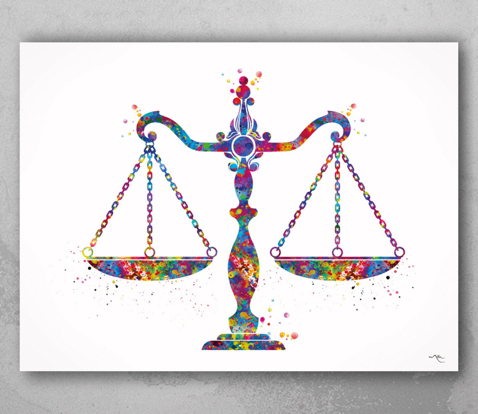 Scales of Justice Watercolor Print Lawyer Gift Attorney Lawyer - Etsy