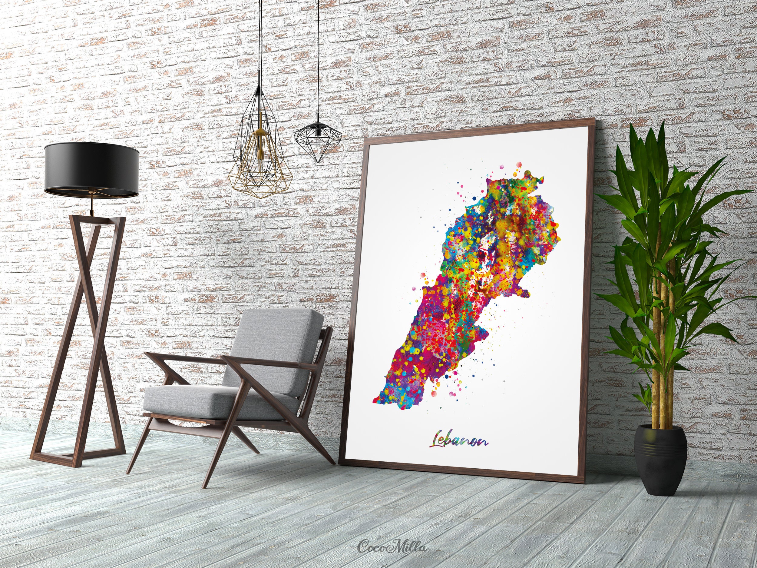 Lebanon Map Watercolor Print Art Print Wedding Gift Hometown | Etsy