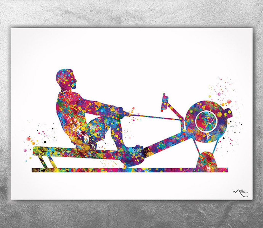 Rowing Man Watercolor Print, Sports Art, Gym Decor-2706 - Etsy