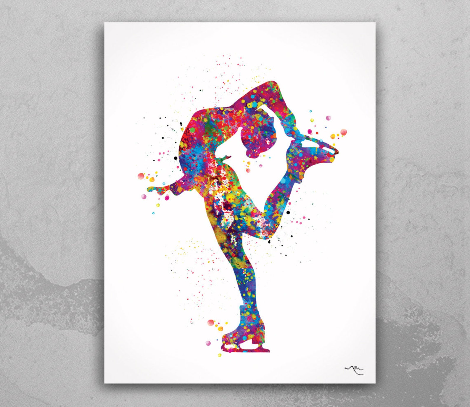 Ice Skater Watercolor Print Ice Skating Girl Skater Female - Etsy