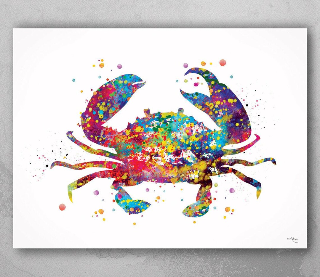 Crab Watercolor Print Sea Themed Art Nautical Decor Fishing Poster ...