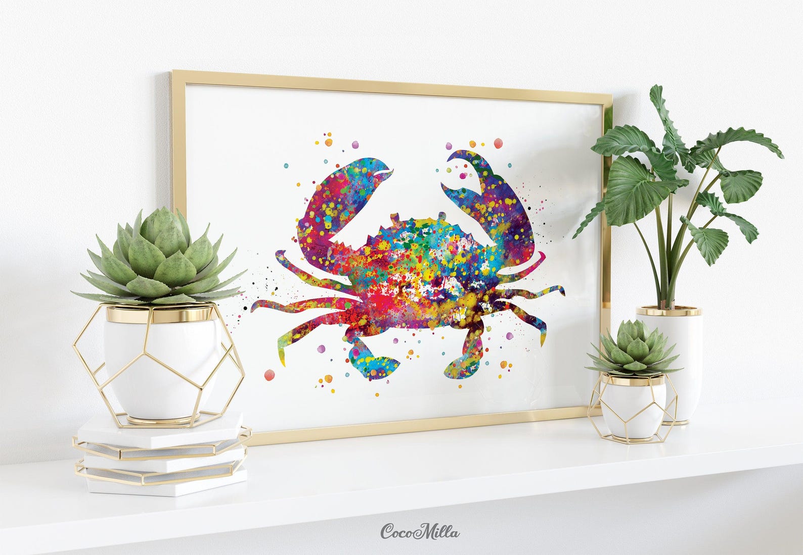 Crab Watercolor Print Sea Themed Art Nautical Decor Fishing Poster ...