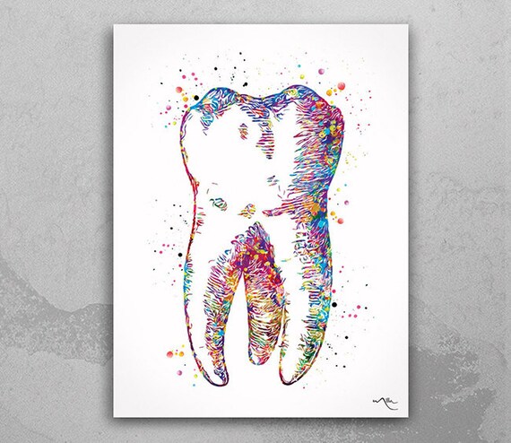 Human Tooth Watercolor Print Tooth Anatomical Art Dental | Etsy