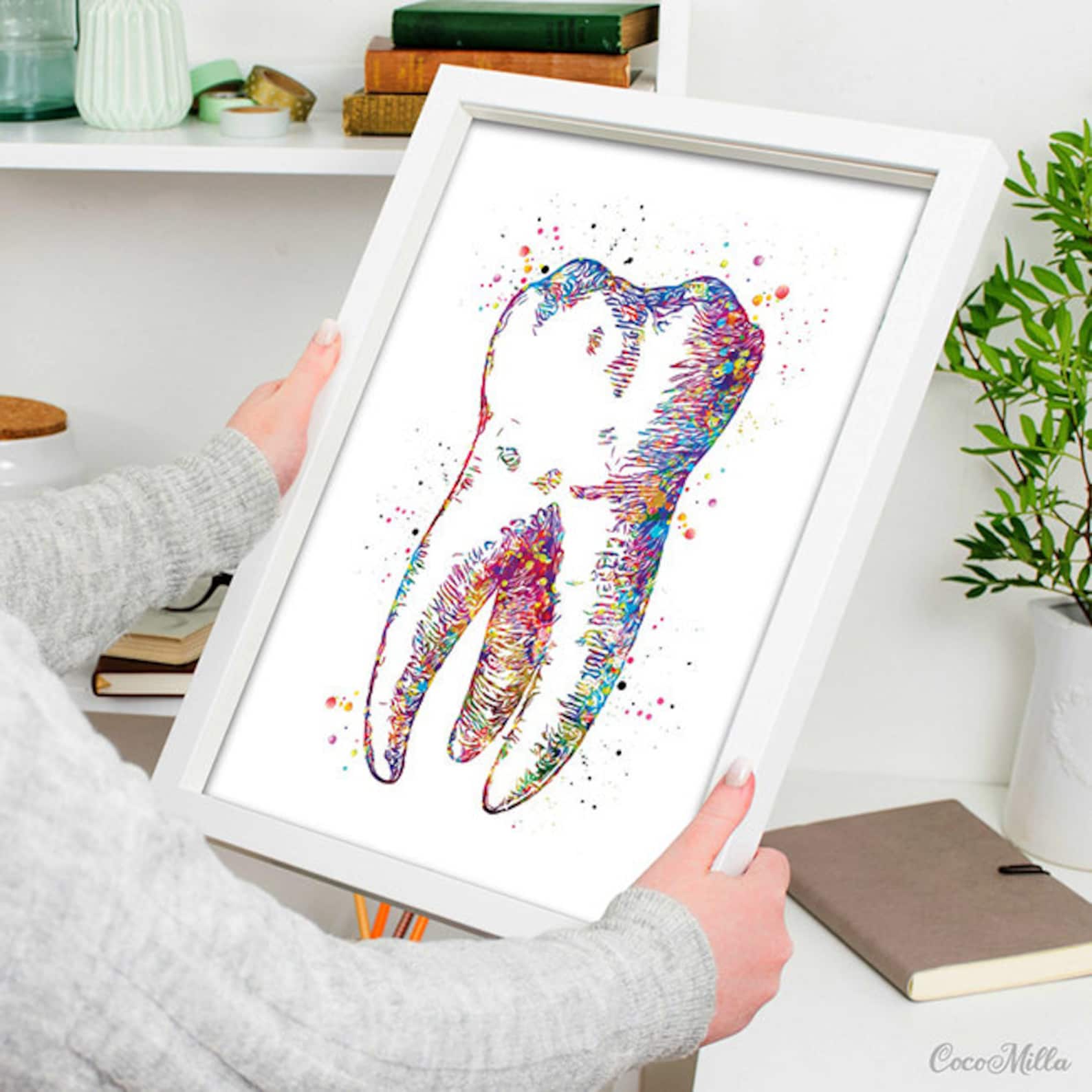 Human Tooth Watercolor Print Tooth Anatomical Art Dental | Etsy