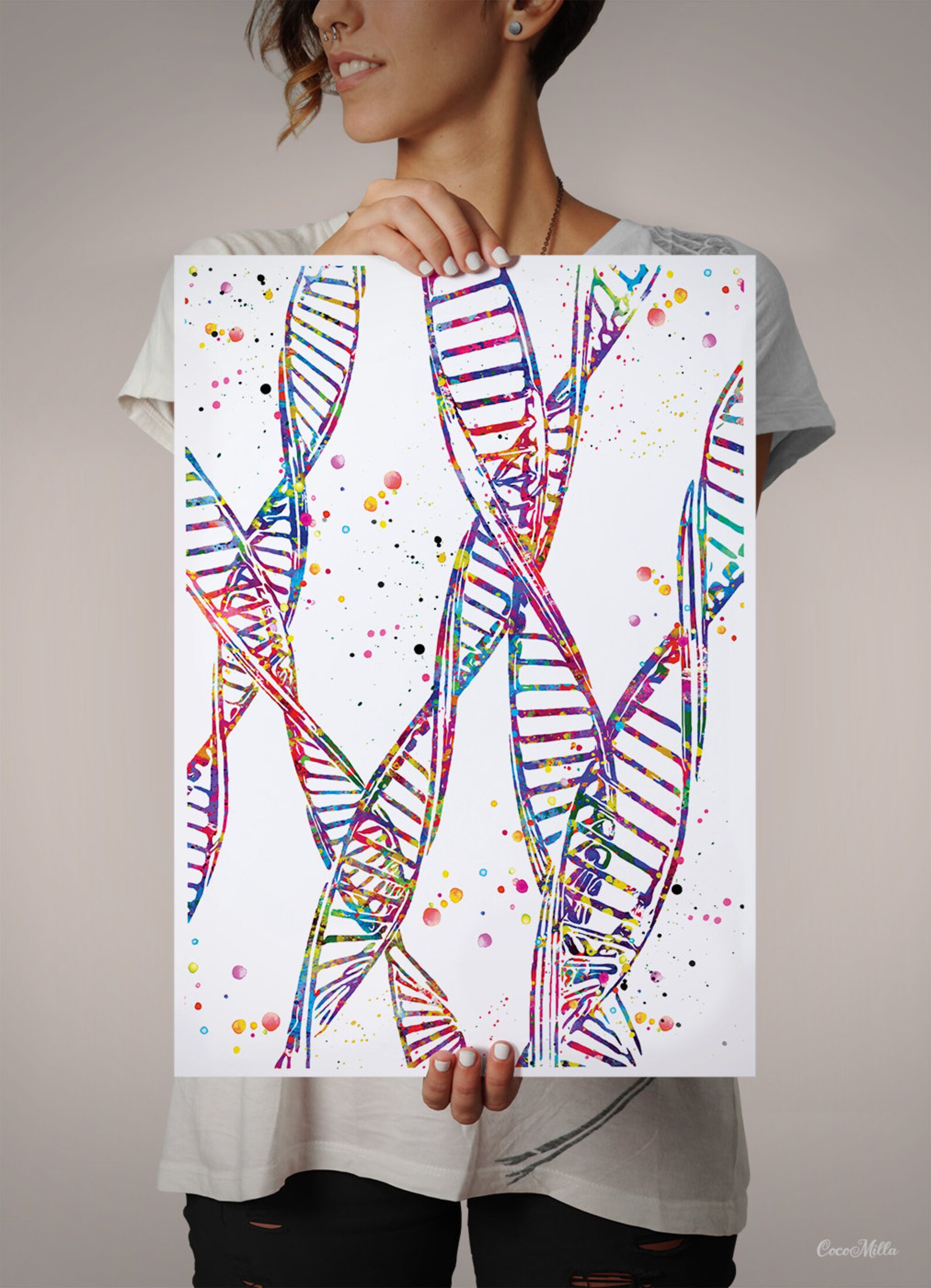DNA Abstract Art Watercolor Print Dna Molecule Medical Wall - Etsy UK
