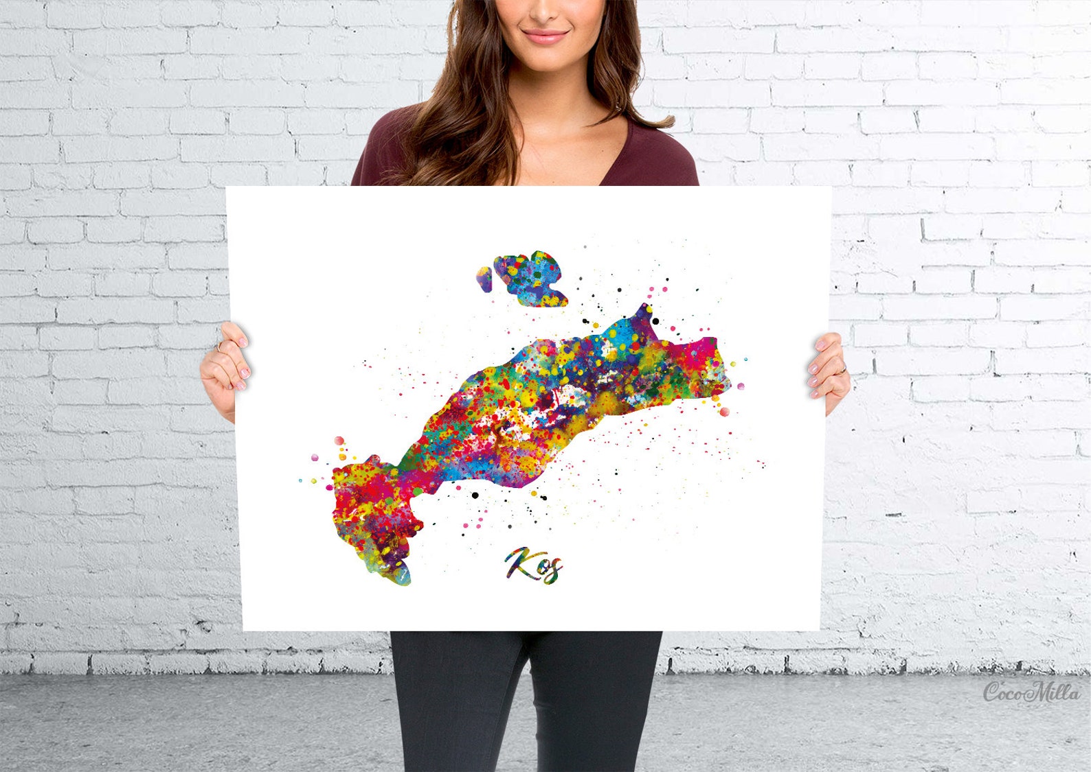 KOS Island Map Watercolor Print Kos Map Print Greece Travel - Etsy