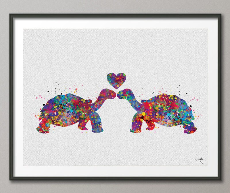 Turtle Love Quote Watercolor Art Print Nerd Love Wedding Gift | Etsy