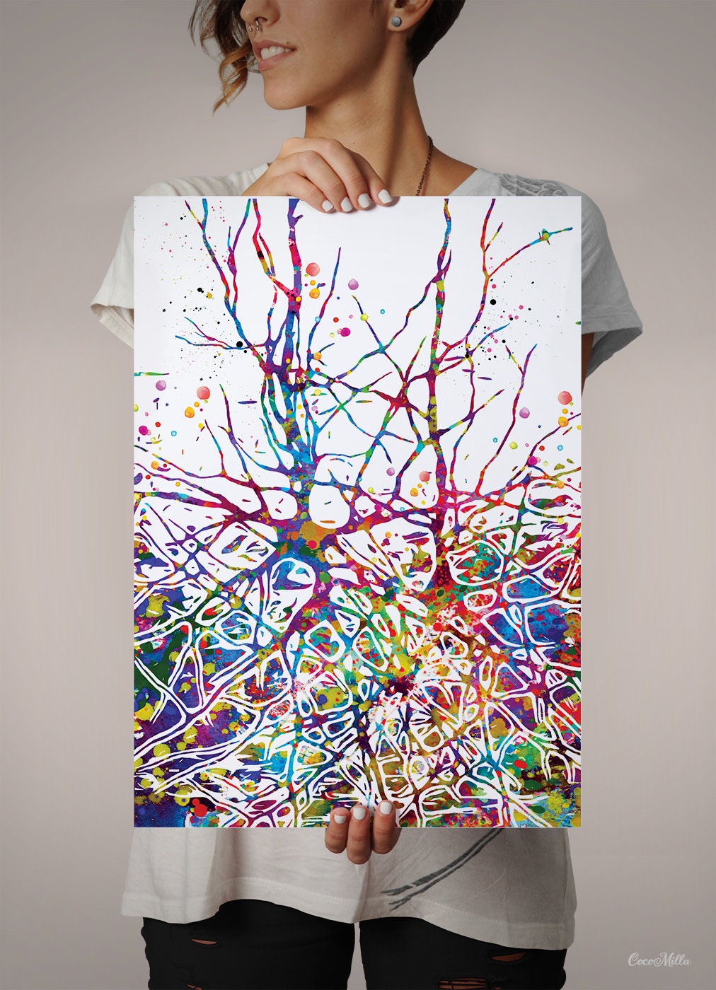 Neural Network Watercolor Print Abstract Medical Art Science Neurology ...