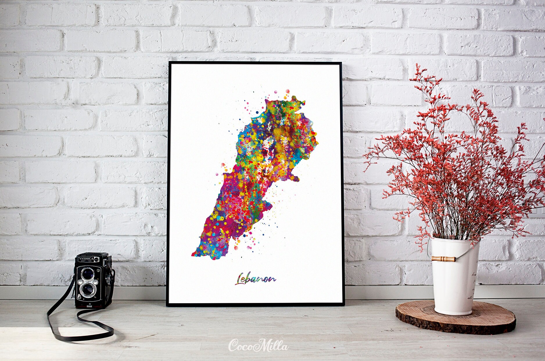 Lebanon Map Watercolor Print Art Print Wedding Gift Hometown | Etsy