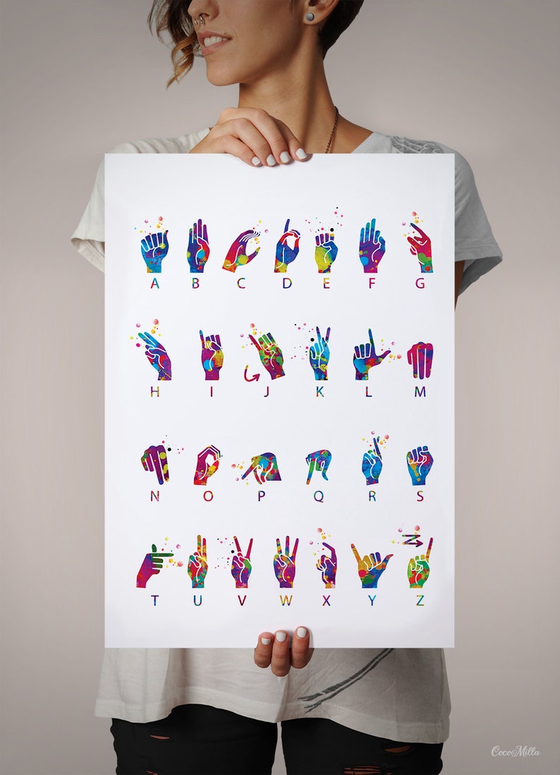 Sign Language Alphabet Watercolor Print American Sign Language - Etsy