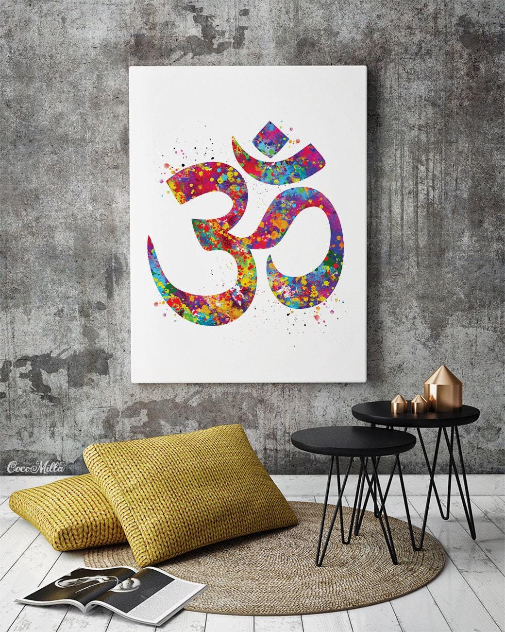 Ohm Symbol Watercolor Print, Hindu Wall Art-269 - Etsy