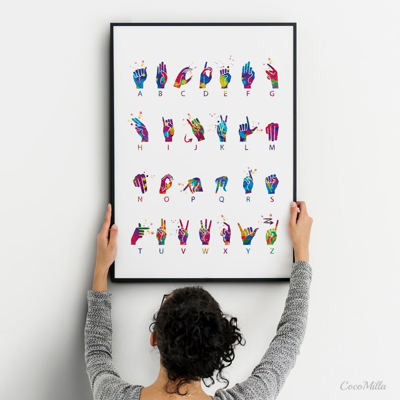 Sign Language Alphabet Watercolor Print American Sign Language - Etsy