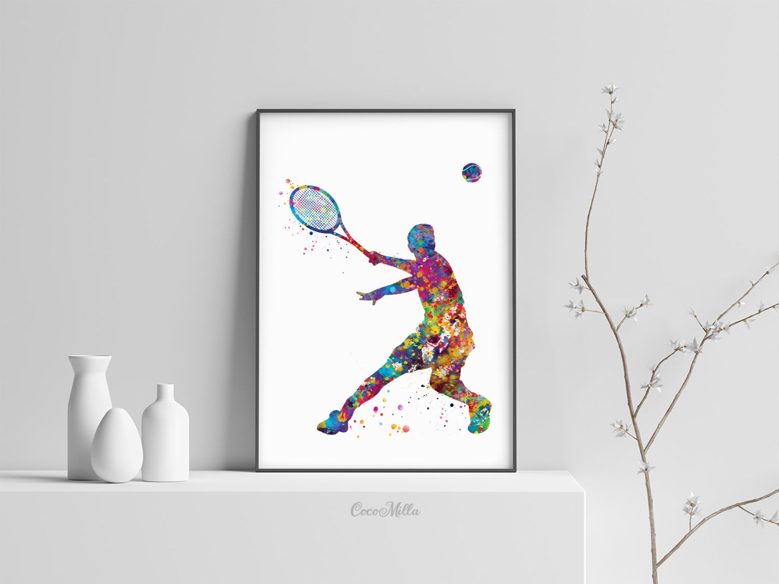 Tennis Player Man Watercolor Print Boy Tennis Gift Art Wall - Etsy
