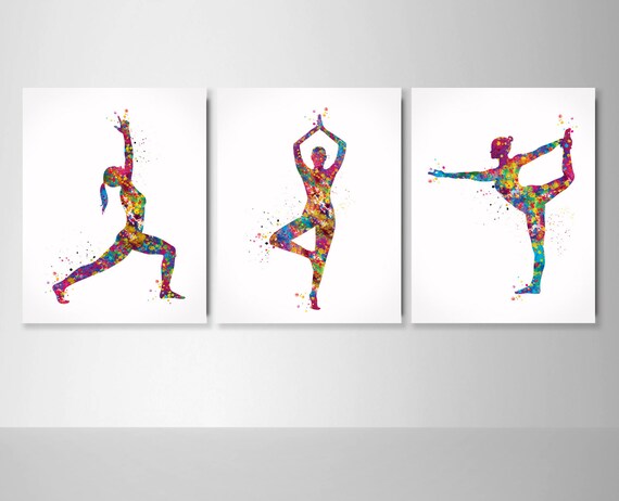 Yoga Art Watercolor Print Set Modern Home Decor Housewarming | Etsy