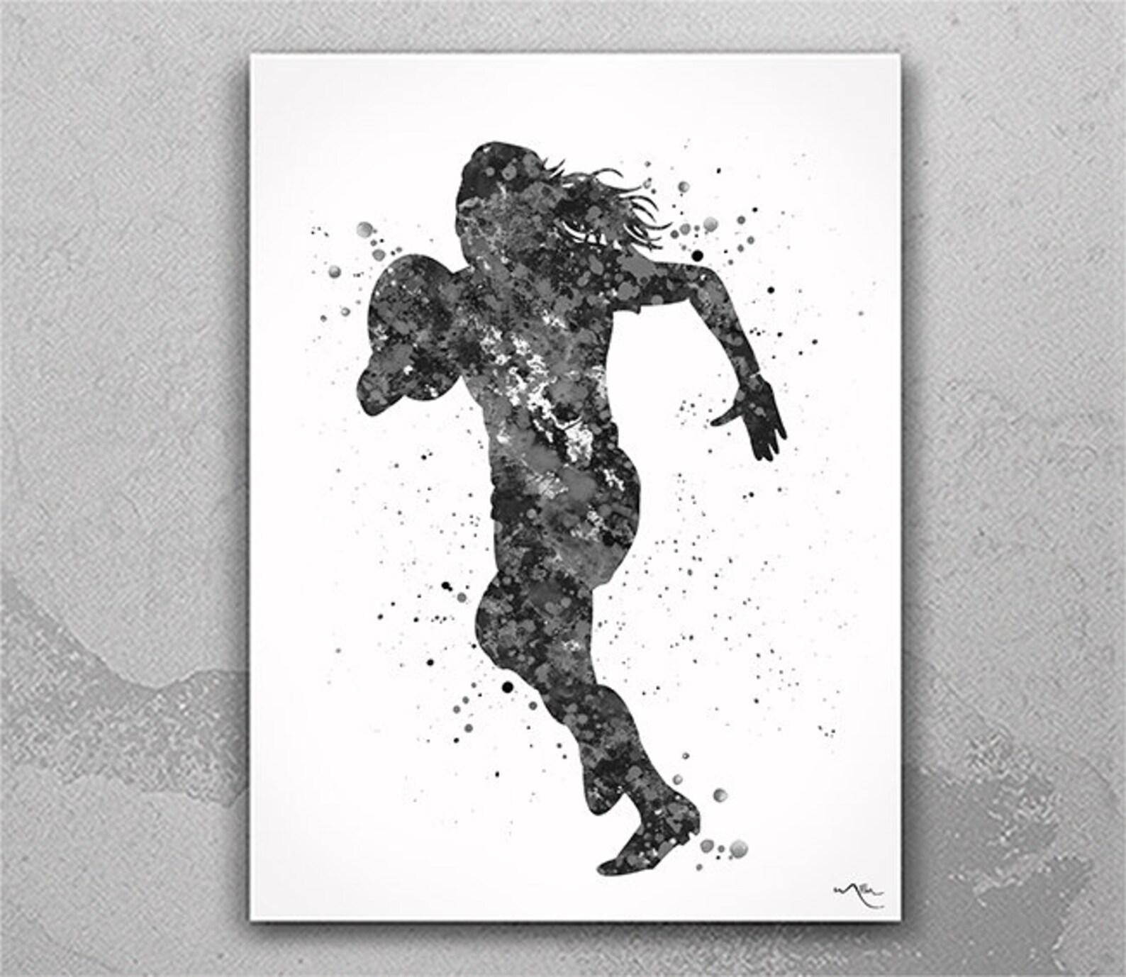 Rugby Player Girl Watercolor Print Gift Female Woman Girls - Etsy