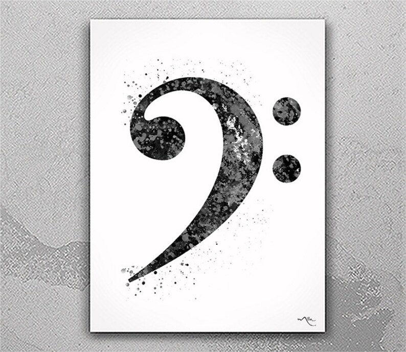 Watercolor Bass Clef Art Print, Music Room Decor-2704 - Etsy Australia