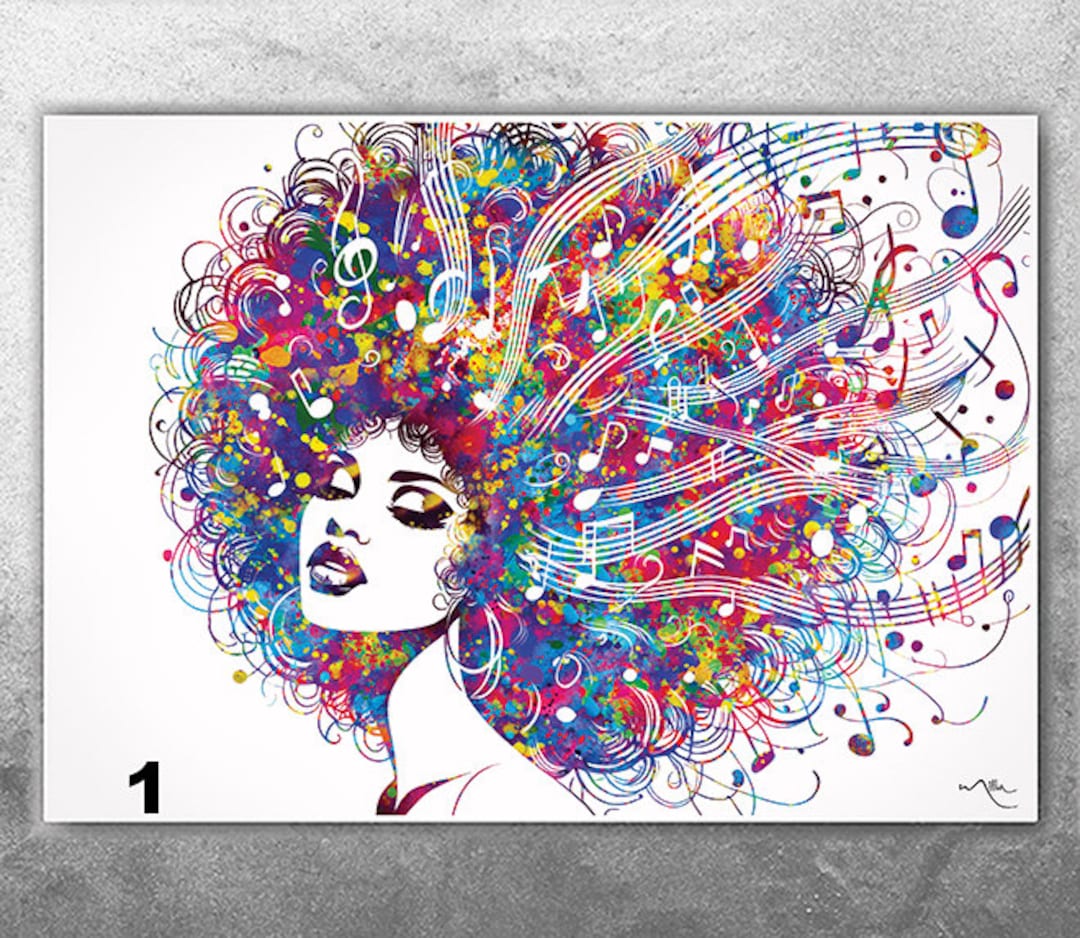 Girl Music Notes Watercolor Print Treble Clef Art Print Art Print ...