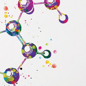 Serotonin Molecule Art Watercolor Print Medical Art Happiness Molecule ...