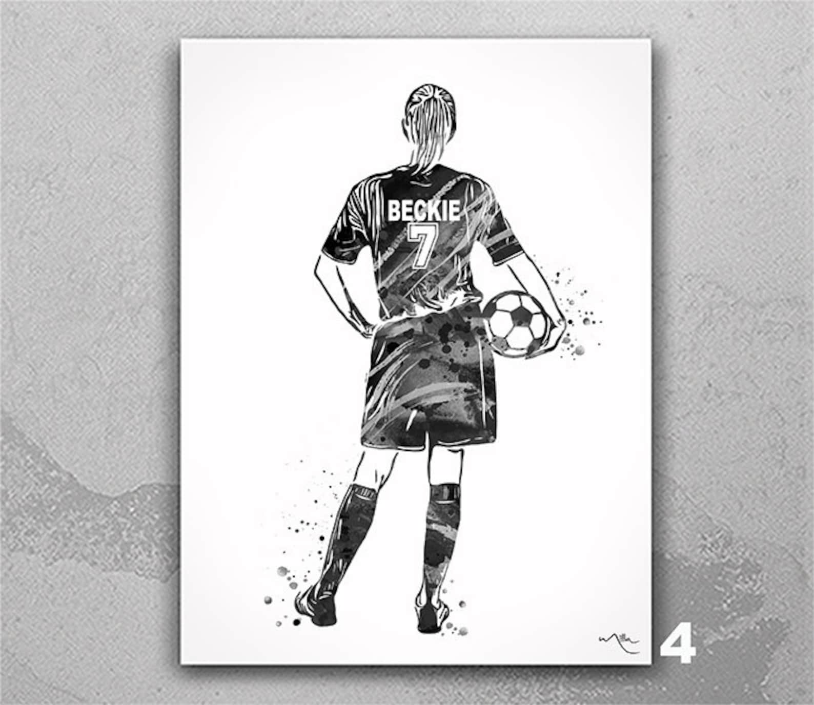 Soccer Player Personalized Watercolor Print Female Football - Etsy
