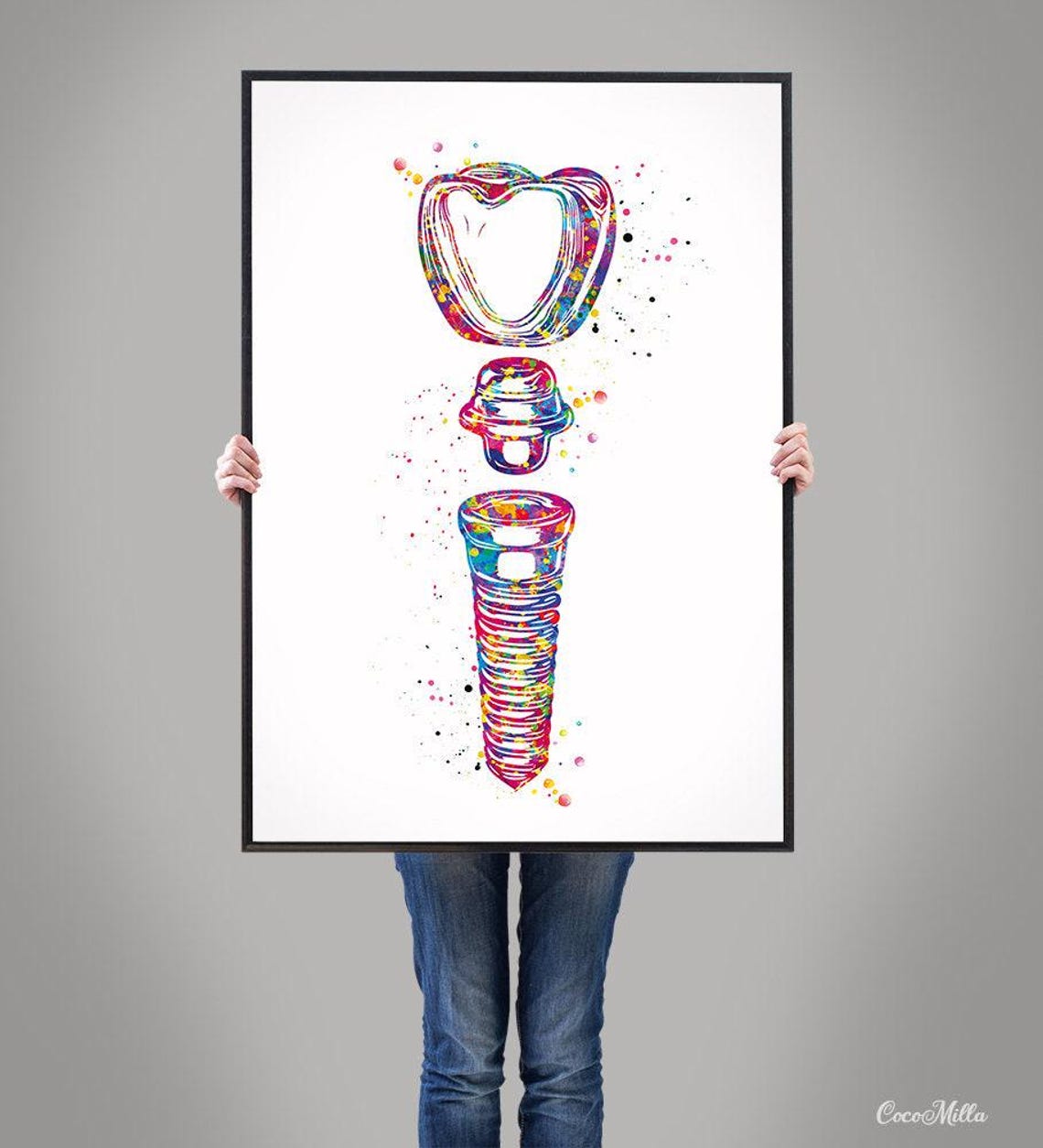 Dental Implant Watercolor Art Print | Dentistry Student Gift-317 - Etsy