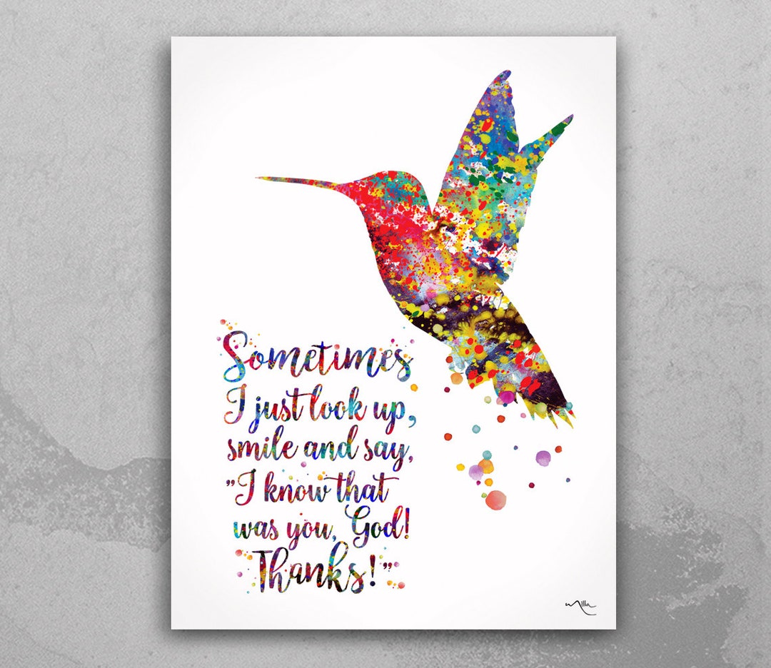Hummingbird Watercolor Print | Inspirational Wall Art-751 - Etsy
