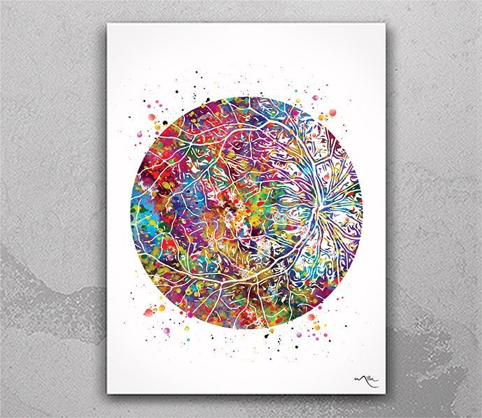 Retinal Vessels Watercolor Print Human Eye Optometrist | Etsy