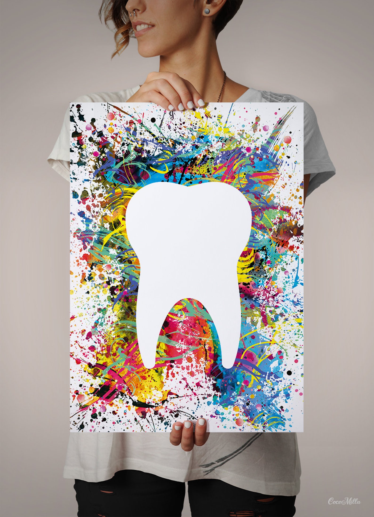 Dental Art Watercolor Print Tooth Abstract Anatomical Art - Etsy