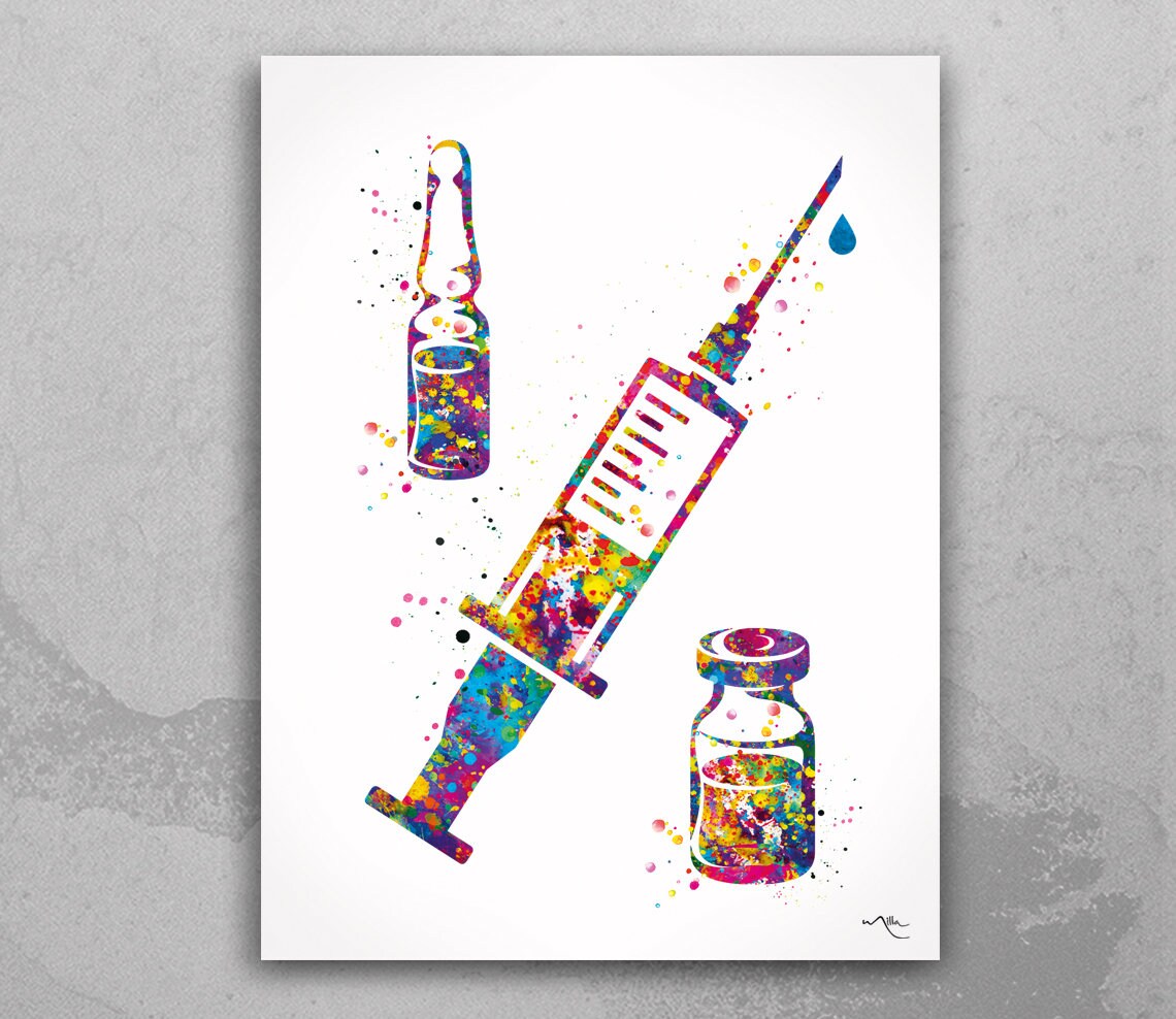 Syringe Injection Watercolor Print Medical Art Dentist IV - Etsy UK