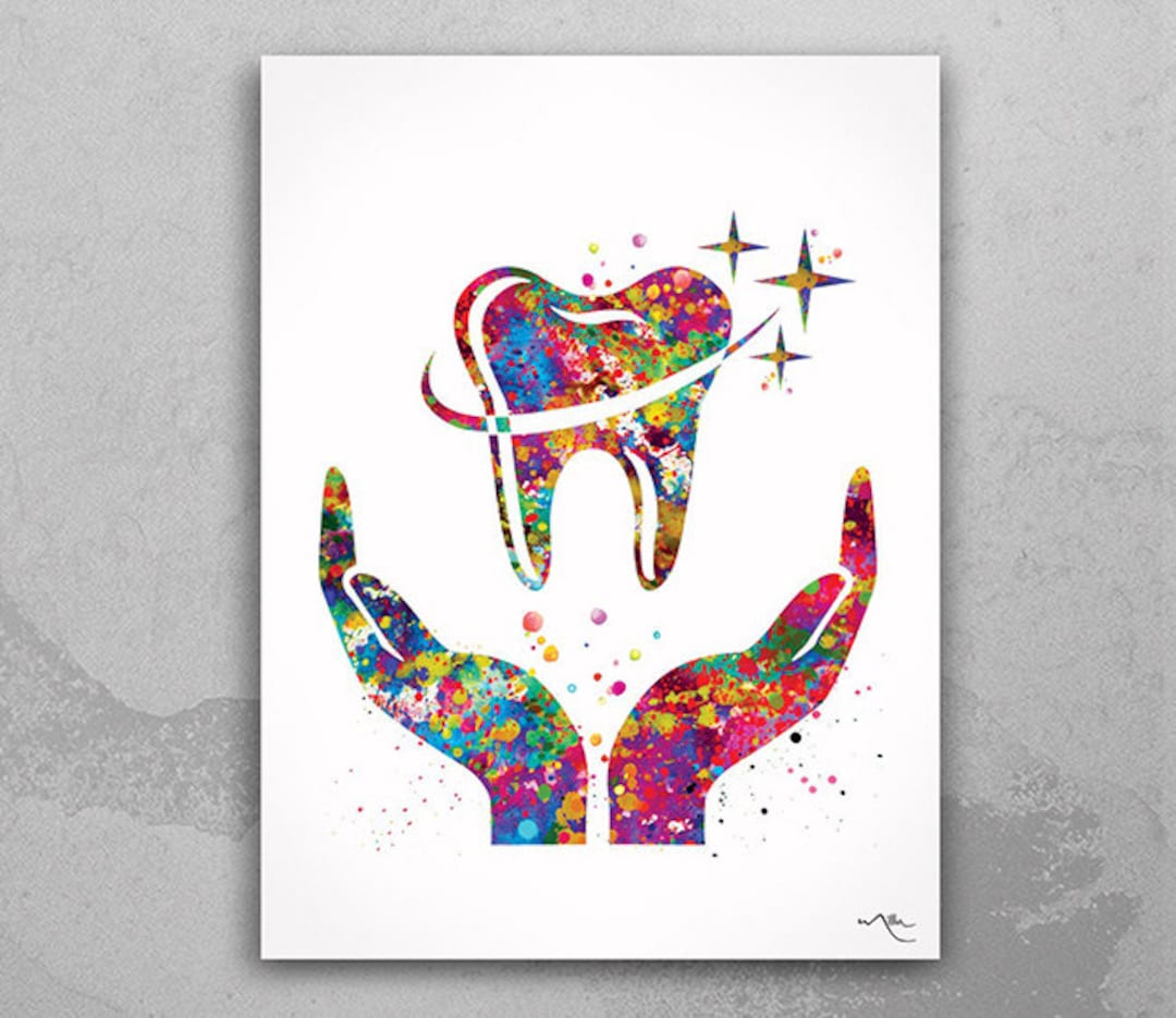 Dental Care Art Watercolor Print Tooth Medical Art Surgeon Dental ...