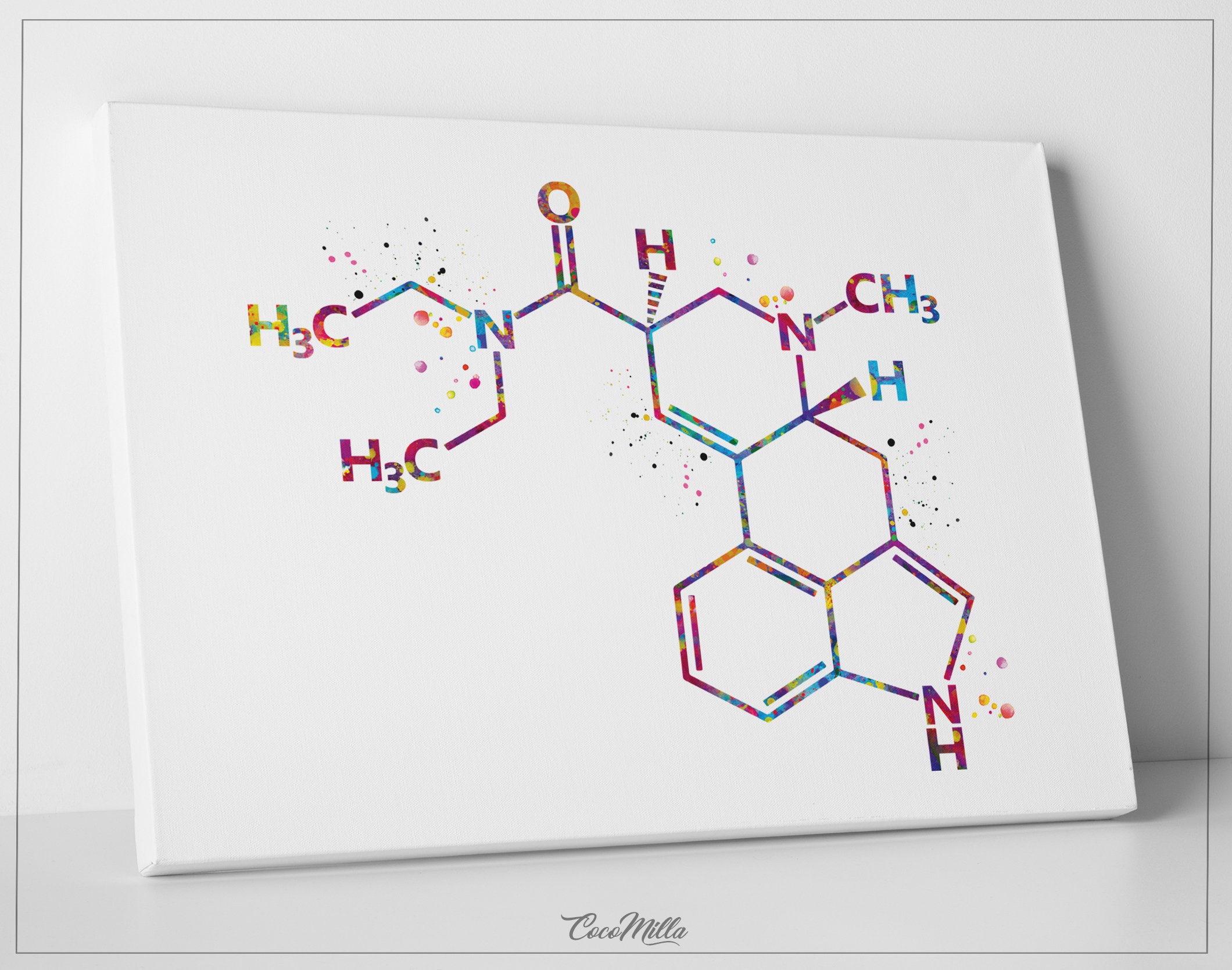 LSD Molecule Watercolor Print Chemical Molecule Symbol Wall | Etsy