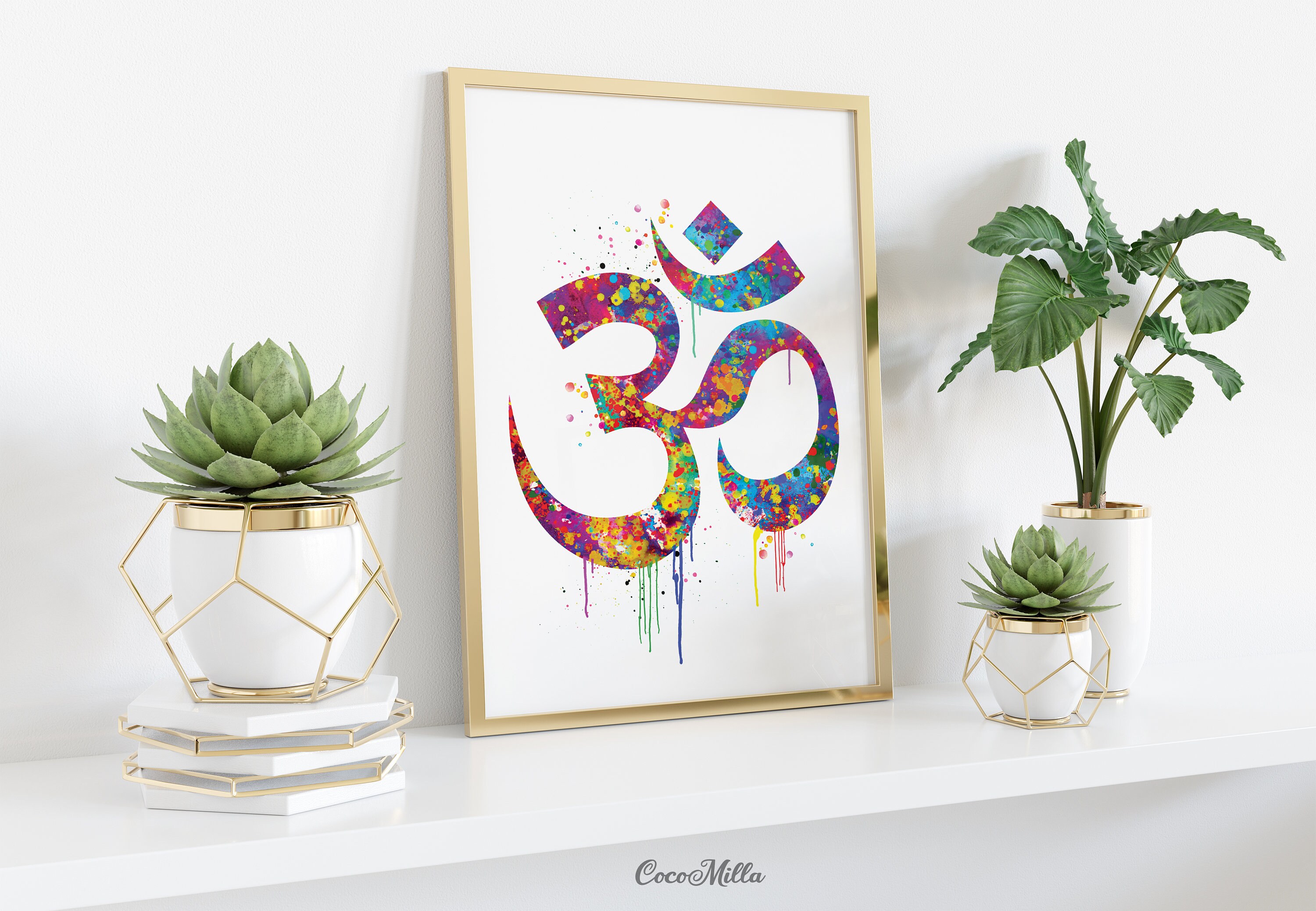 Om Art Symbol Watercolor Print Ohm Yoga Art Poster sold by Anuradha ...