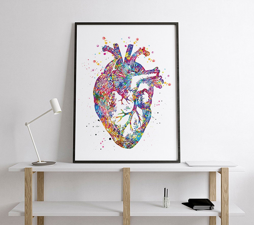 Heart Anatomy Watercolor Print Cardiology Decor Medical Art | Etsy
