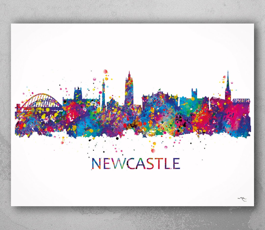 Newcastle Skyline Watercolor Print Newcastle Upon Tyne Newcastle ...
