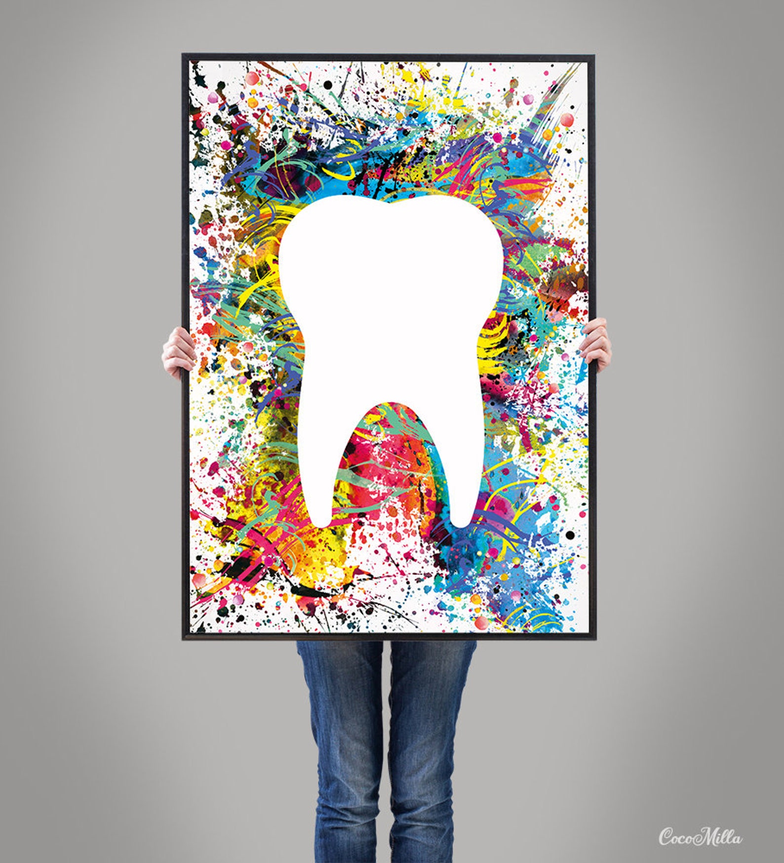 Dental Art Watercolor Print Tooth Abstract Anatomical Art | Etsy