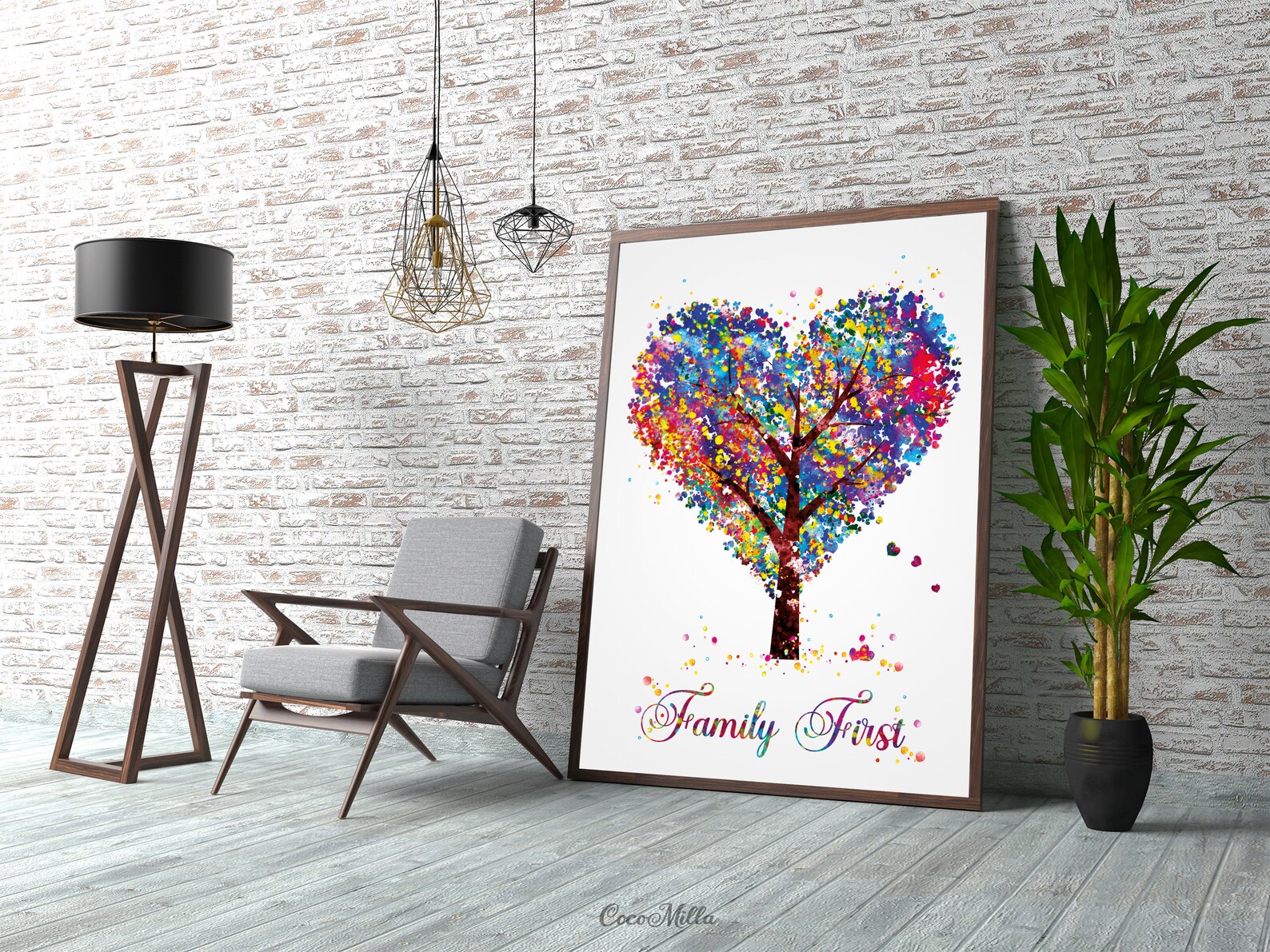 Heart Tree Family First Quote Watercolor Print Wedding Gift | Etsy