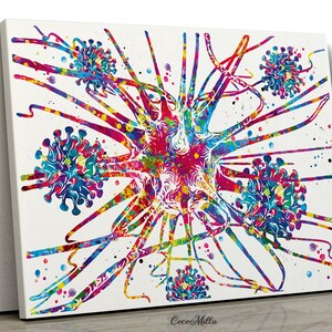 Brain Cell Infected Watercolor Print Neuron Art Science Gift Neurology ...