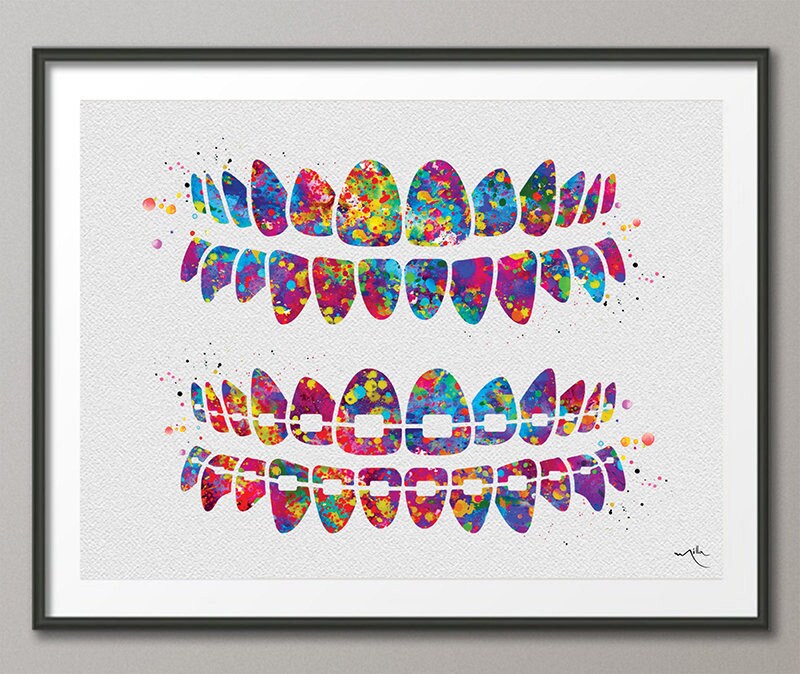 Tooth Bracelet Dentist Art Watercolor Print Tooth Teeth | Etsy