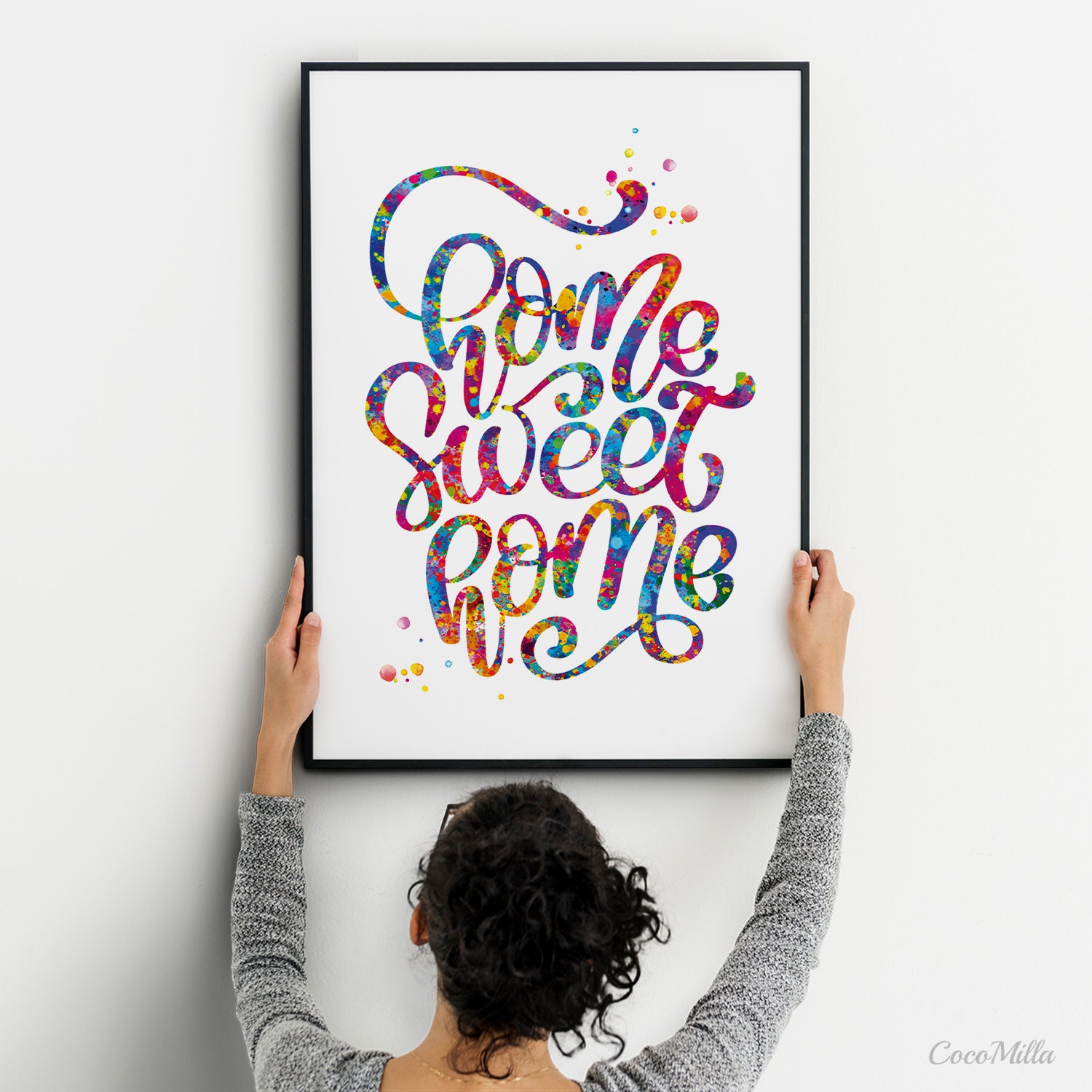 Home Sweet Home Quote Watercolor Print Typography Wedding Gift | Etsy